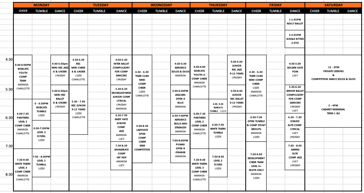 2021 JC Timetable - Jungle Cats